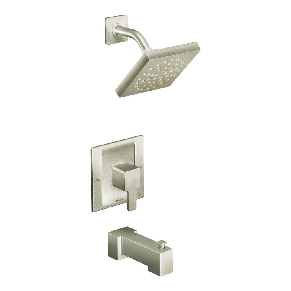 MOEN 90-Degree Single-Handle Tub and Shower Trim Kit in Brushed Nickel ...