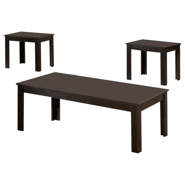 Coaster 3-Piece 44 in. Black Large Rectangle Wood Coffee Table Set ...