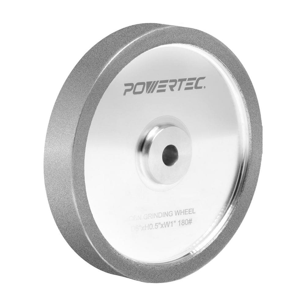 ‎POWERTEC 6 in. x 1 in. W, 1/2 in. Arbor, CBN Bench Grinding Wheel, 180 ...