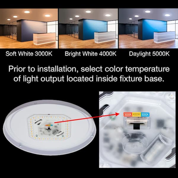 Commercial Electric 16 in. Low Profile LED Flush Mount Round Closet ...