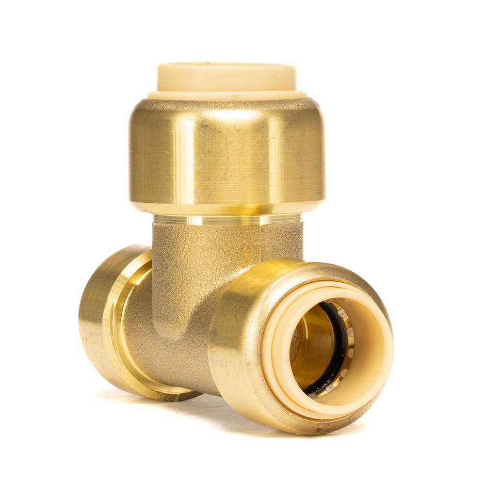 QUICKFITTING 3/8 in. x 3/8 in. x 1/2 in. Push-to-Connect Brass Reducing Tee Fitting LF8024R ...