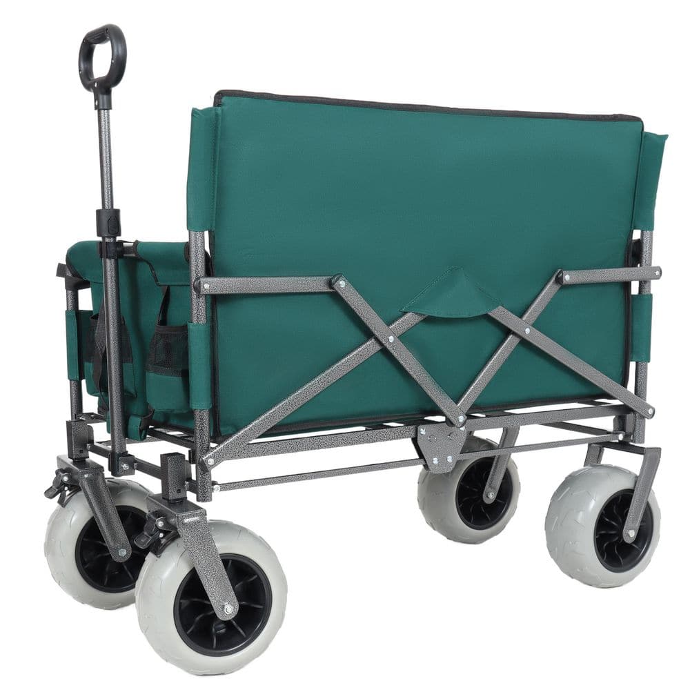 Folding Wagon with Bench Seat-500 lbs (6.4 cu. ft) Steel Garden Cart, 9 ...