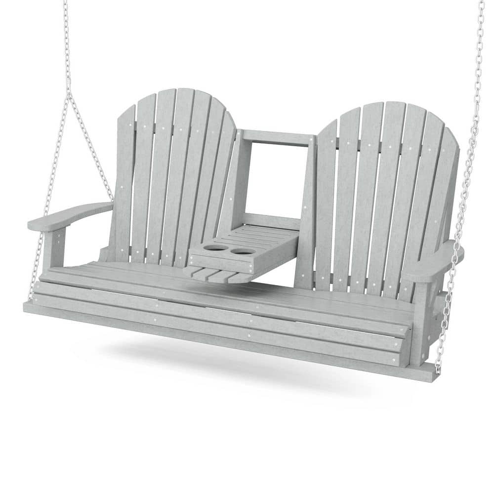 Wildridge Heritage 2-Person Light Gray HDPE Plastic Porch Swing with Console LCC-103-LG - The ...