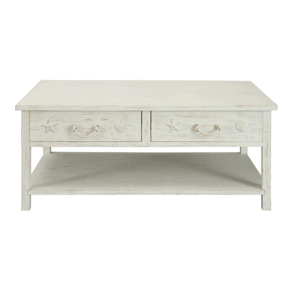 Coast to Coast Accents Sanibel 48 in. White Rub Large Rectangle Wood ...