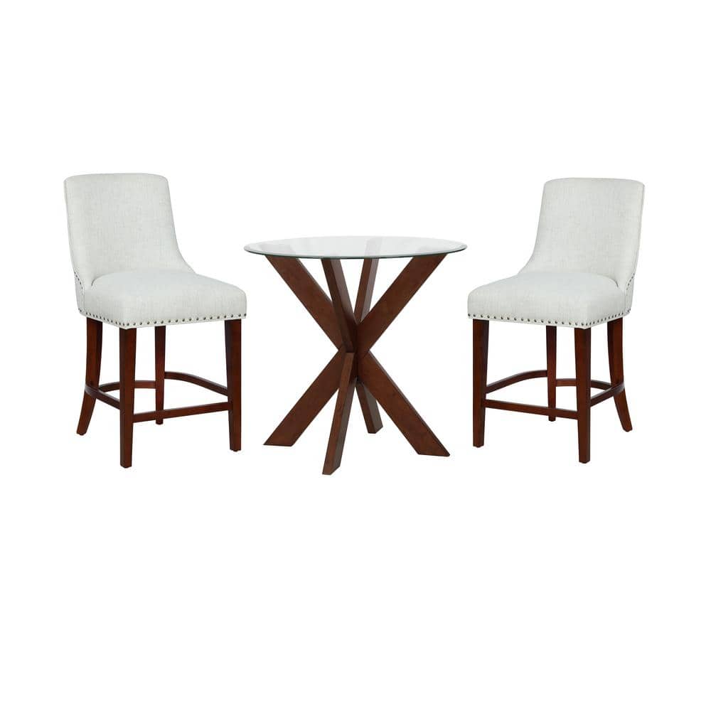 Linon Home Decor Trapp 3-Piece Round Espresso and Natural Glass Top ...