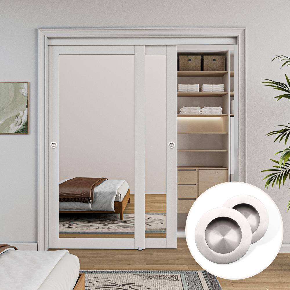 ARK DESIGN 72 in. x 80 in. 1 Lite Mirror Glass White Finished MDF ...