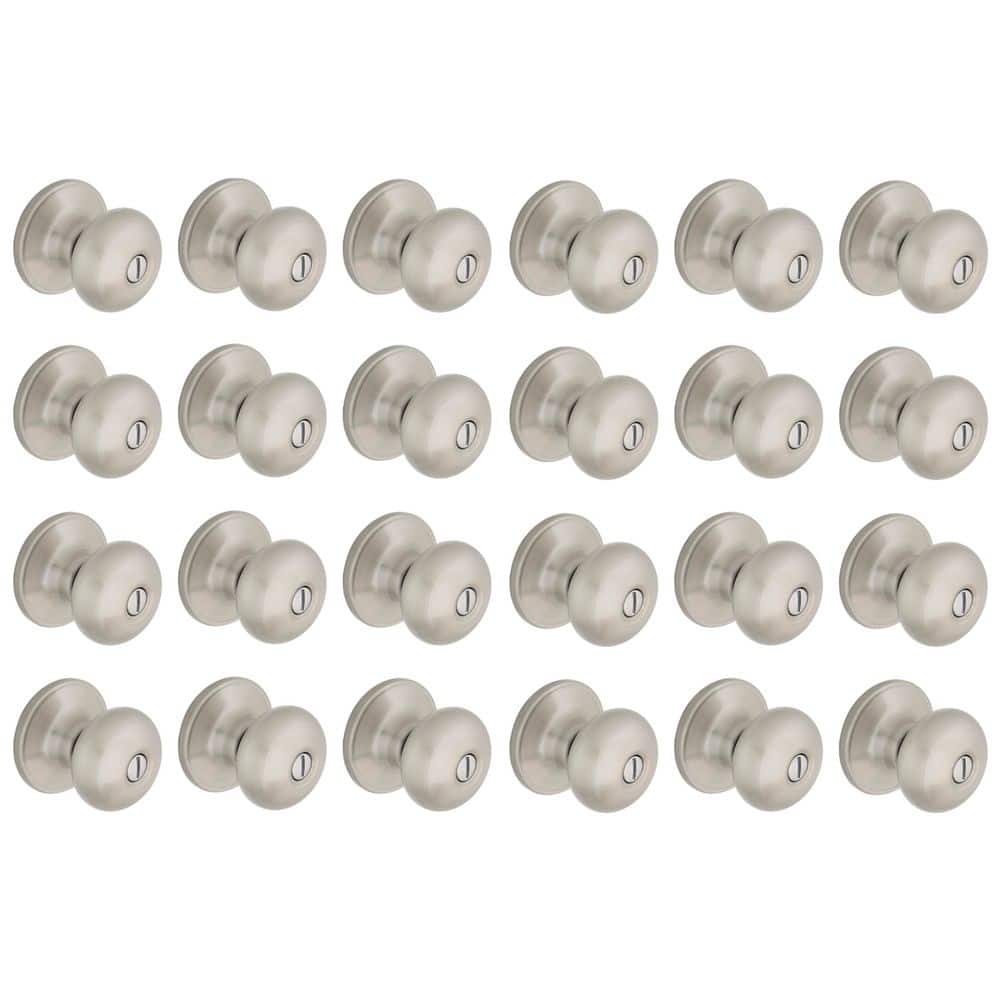 Defiant Round Satin Nickel Bed/Bath Door Knob 24-Pack TFX210BD24 - The Home Depot