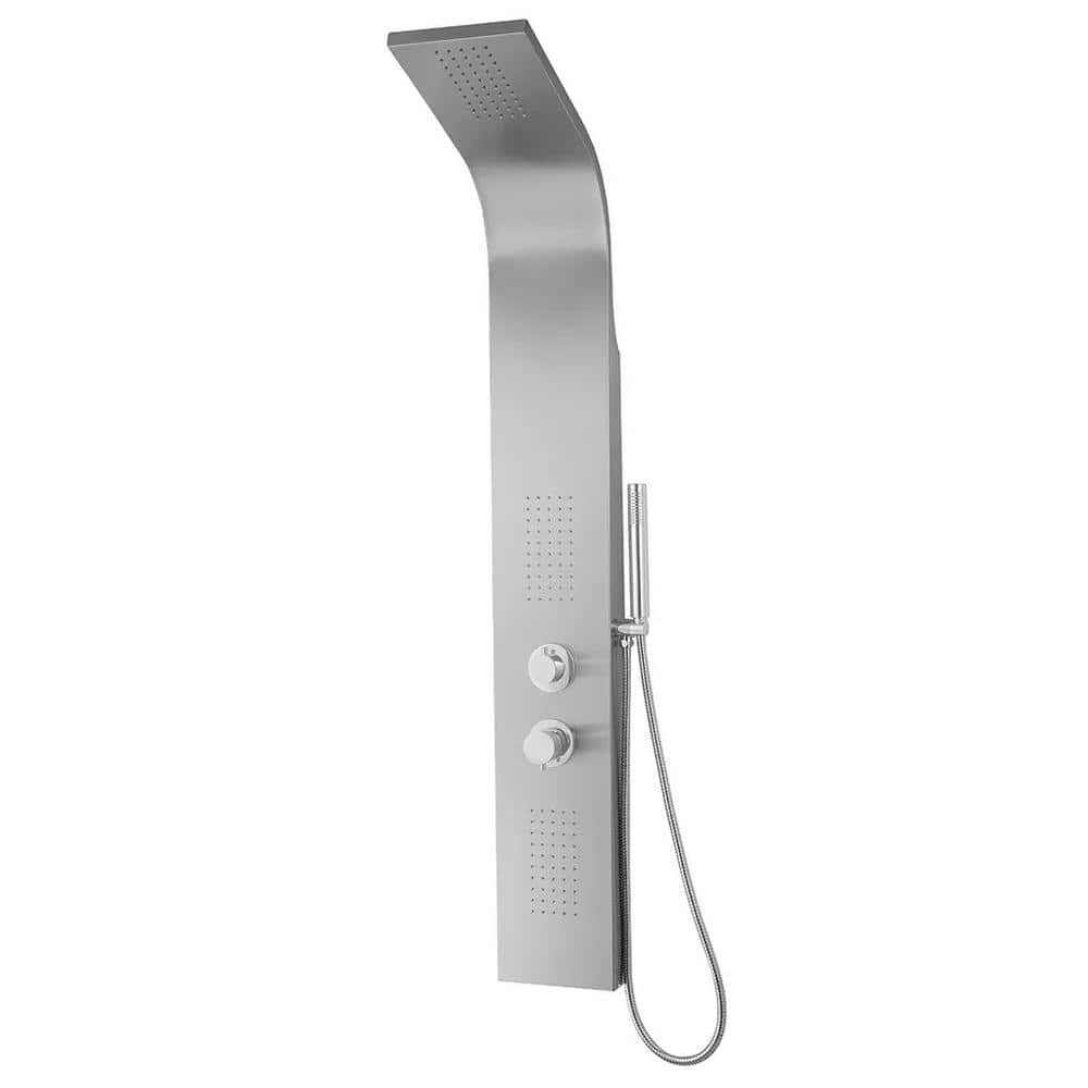 A&E Brisa 3-Spray Shower Panel with Hand-Held Body Hose in Brushed ...