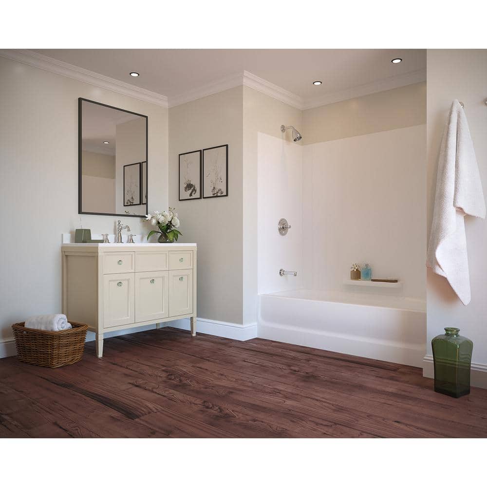 Swan 60 in. Fiberglass Left Drain Rectangular Alcove Bathtub in White ...