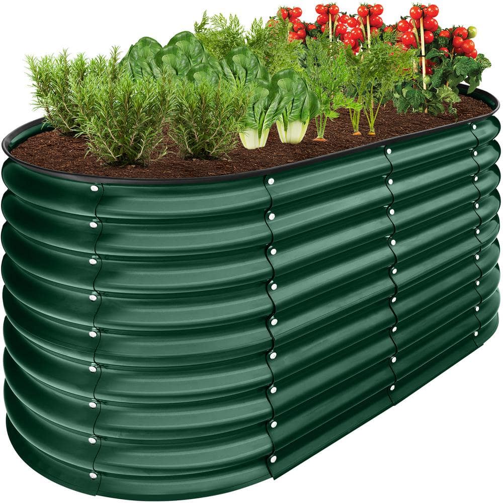 Best Choice Products 4 ft. x 2 ft. x 2 ft. Dark Green Oval Steel Raised ...