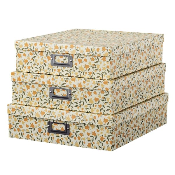 Decorative Cardboard Storage Boxes with Lids Multi-Colored 14.7 in. x ...