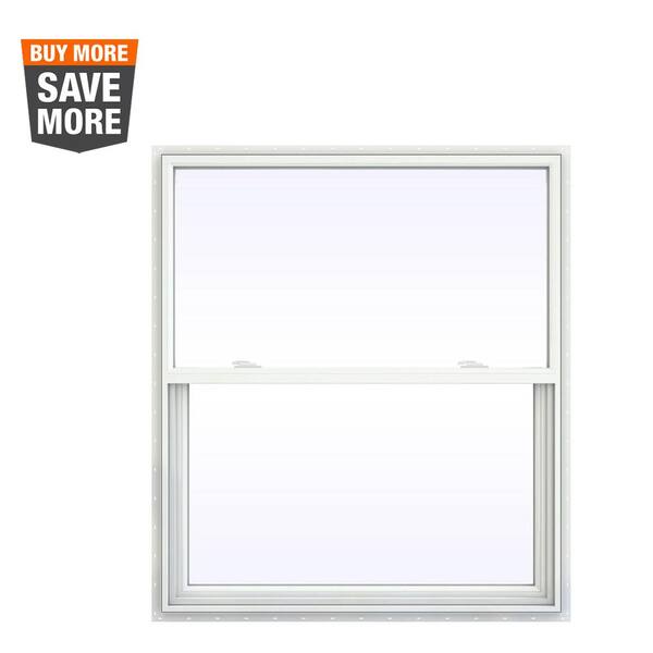 JELD-WEN 41.5 in. x 53.5 in. V-2500 Series White Vinyl Single Hung ...