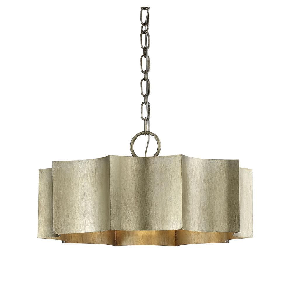 Savoy House Shelby 22.5 in. W x 11.5 in. H 3-Light Silver Patina Shaded ...