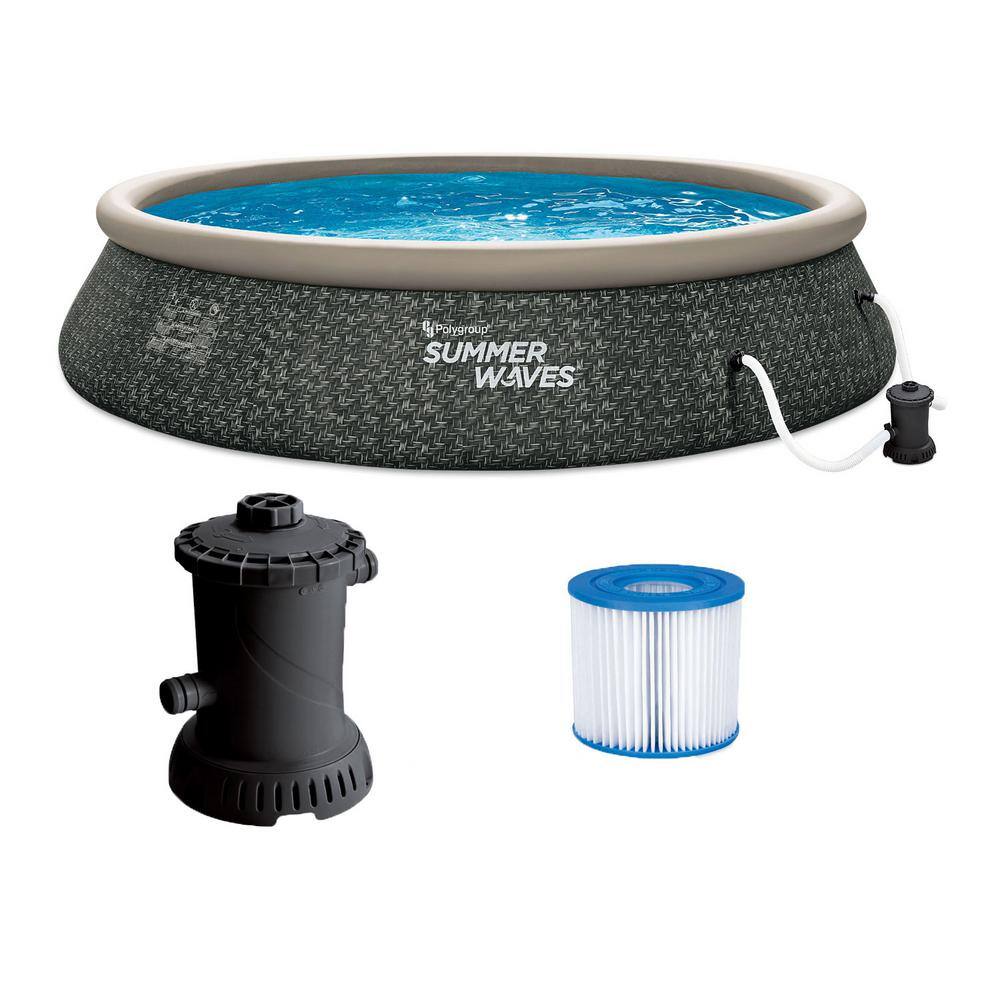 Summer Waves Quick Set Ring Dark Grey Herringbone 15 ft. Round 36 in. D ...