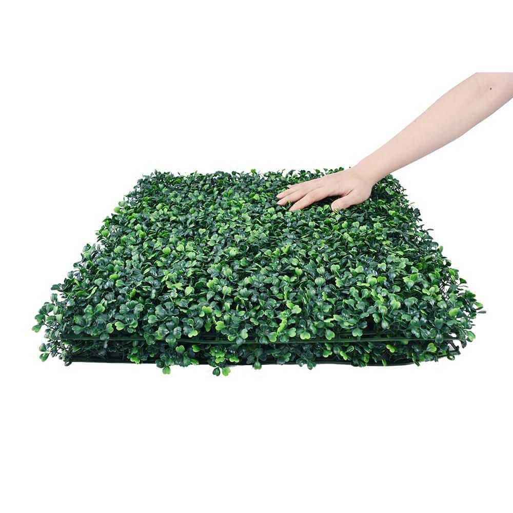 Lush Space 20 in. x 20 in Artificial Wall Panes Boxwood Hedge Greenery ...