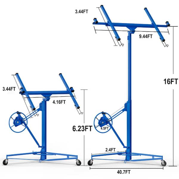 16 ft. Lift Drywall Panel Hoist Jack Adjust Angle Height and Width for ...
