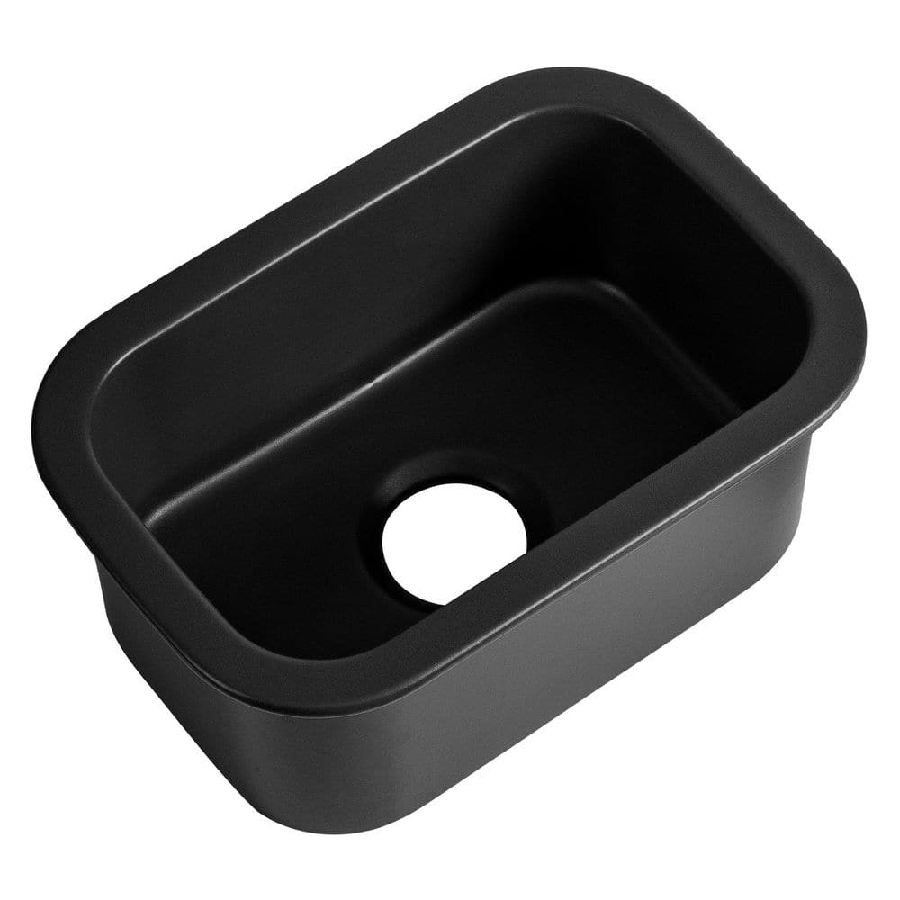 ALFI BRAND Undermount Fireclay 13 in. Single Bowl Kitchen Sink in Black ...