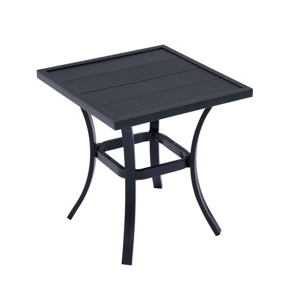 DIFY 18.1 in. All-weather Metal Black Square Outdoor Patio Side Table ...