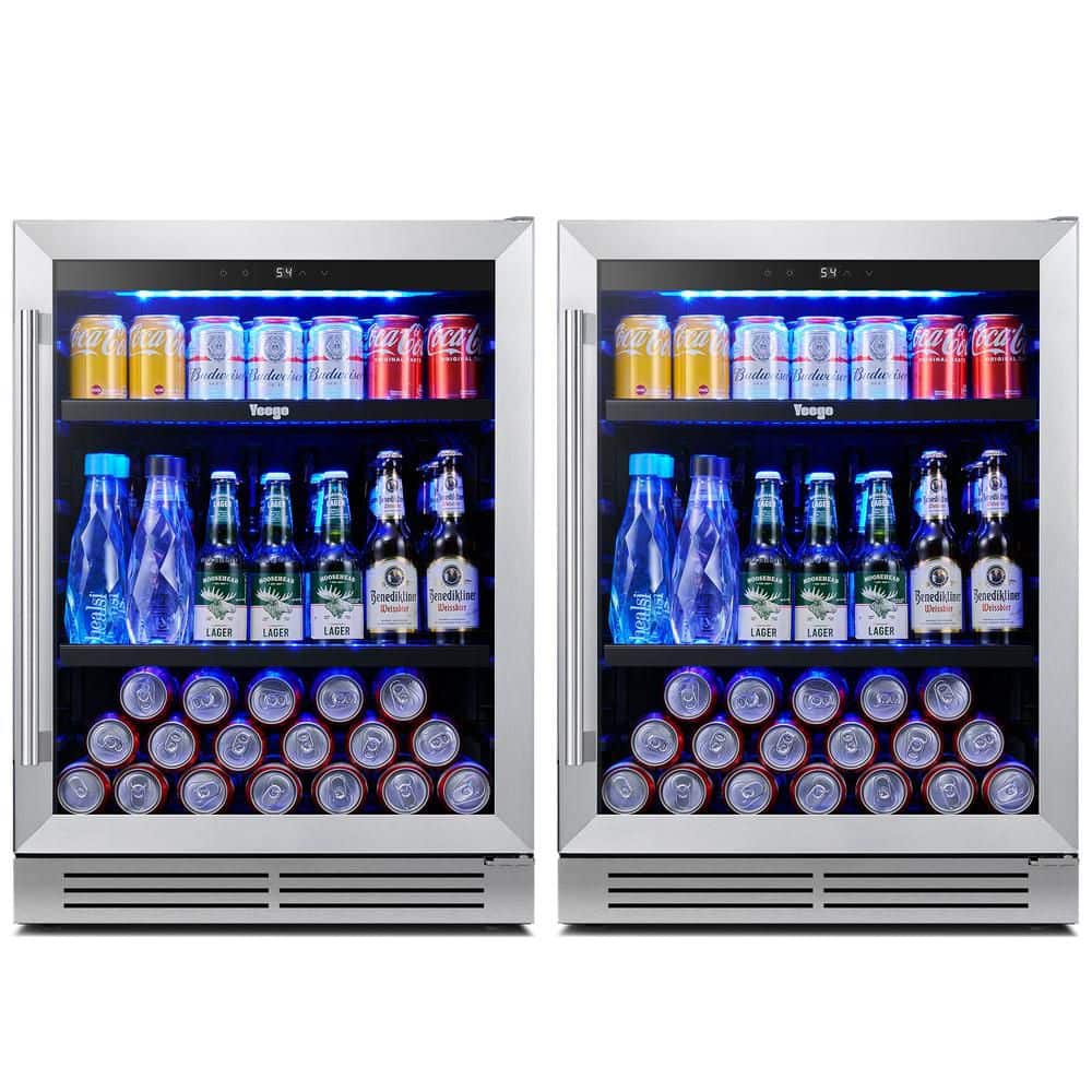 Yeego 48 in. 280-Cans Dual Zone Beverage Cooler Side-by-Side Refrigerator in Stainless Steel ...