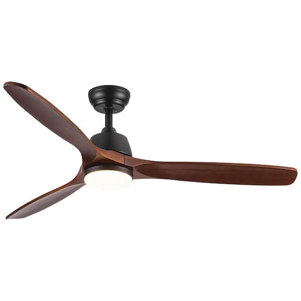 Jushua 52 in. Indoor Brown YUHAO Farmhouse Rustic LED Ceiling Fan with ...