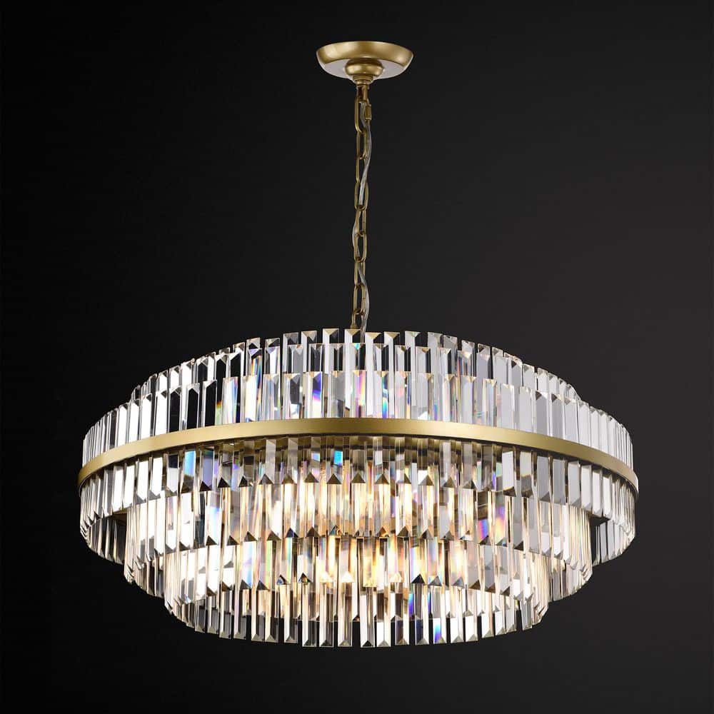 Edvivi Remington 32 in. Modern 10-Light Champagne Gold Glam Circle ...