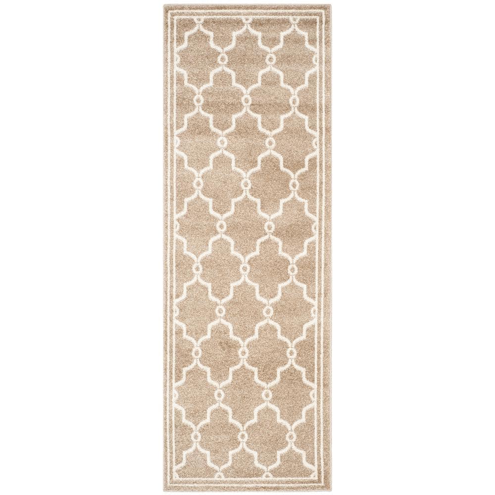 SAFAVIEH Amherst Wheat/Beige 2 ft. x 7 ft. Geometric Diamond Runner Rug ...