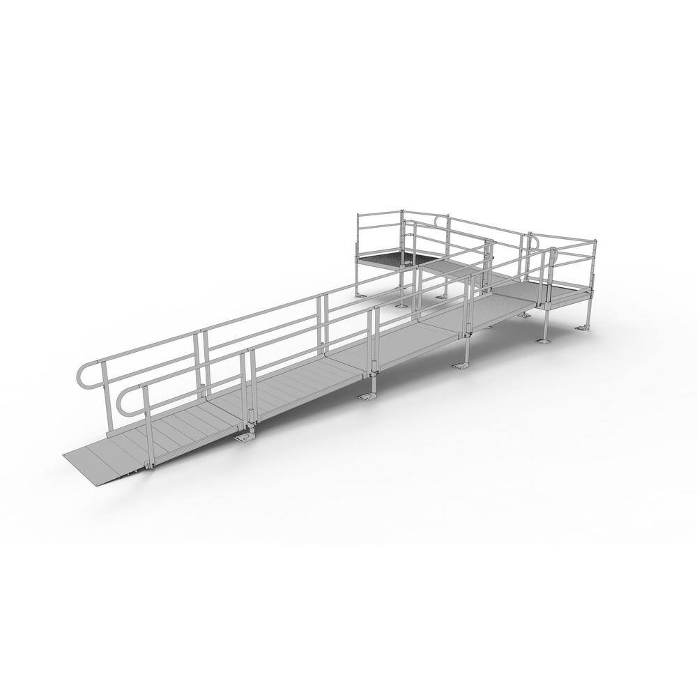 EZ-ACCESS PATHWAY 28 ft. L-Shaped Aluminum Wheelchair Ramp Kit with ...