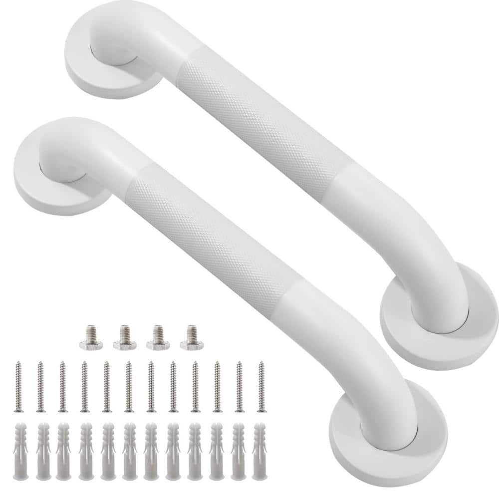 Numhew 12 in. Shower Grab Bar in White, 304 Stainless Steel Anti-Slip ...