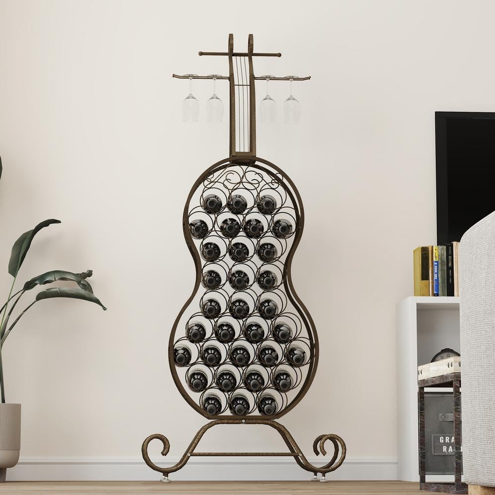 Tileon Cello Shape Wine Bakers Rack with Storage Bottle, Wine Storage ...