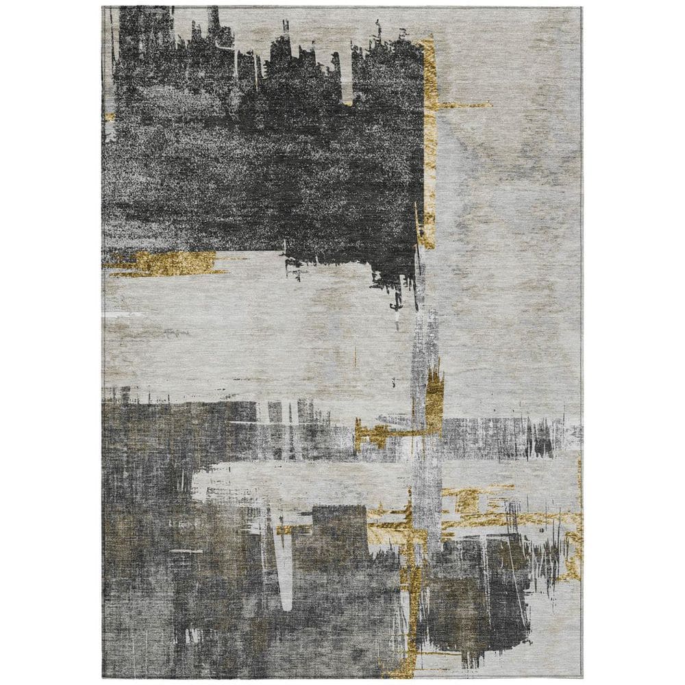HomeRoots Gray, Tan 8 ft. x 10 ft. Woven Abstract Polyester Rectangle ...