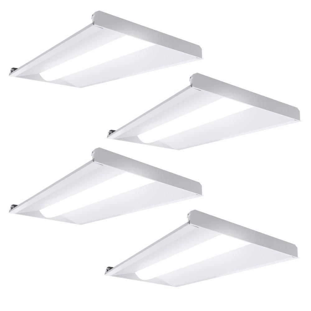 RUN BISON 4-Pack 2 ft. x 4 ft. 120W Equivalent White Dimmable 3500K ...