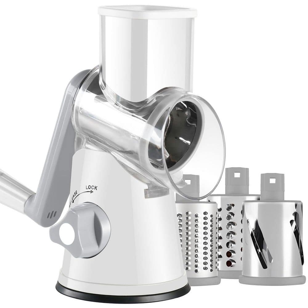 Wudkey 3-in-1 Rotary Cheese Grater with Suction Cup Base Detachable ...