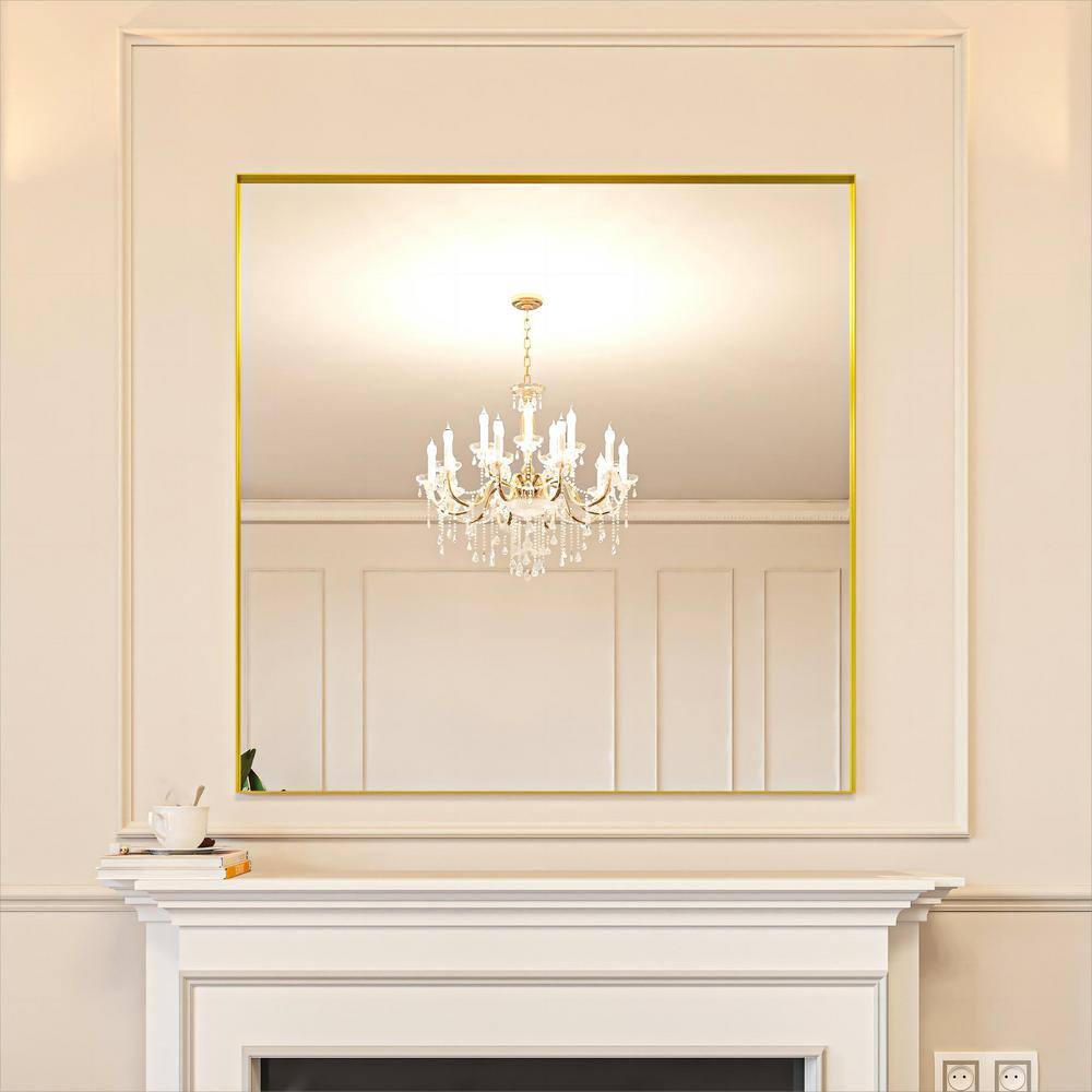 ORGANNICE 48 in. W x 36 in. H Gold Aluminum Rectangle Framed Tempered ...