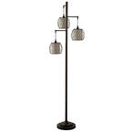StyleCraft 72 in. Bronze Floor Lamp with Geneva Ivory Hardback Fabric ...