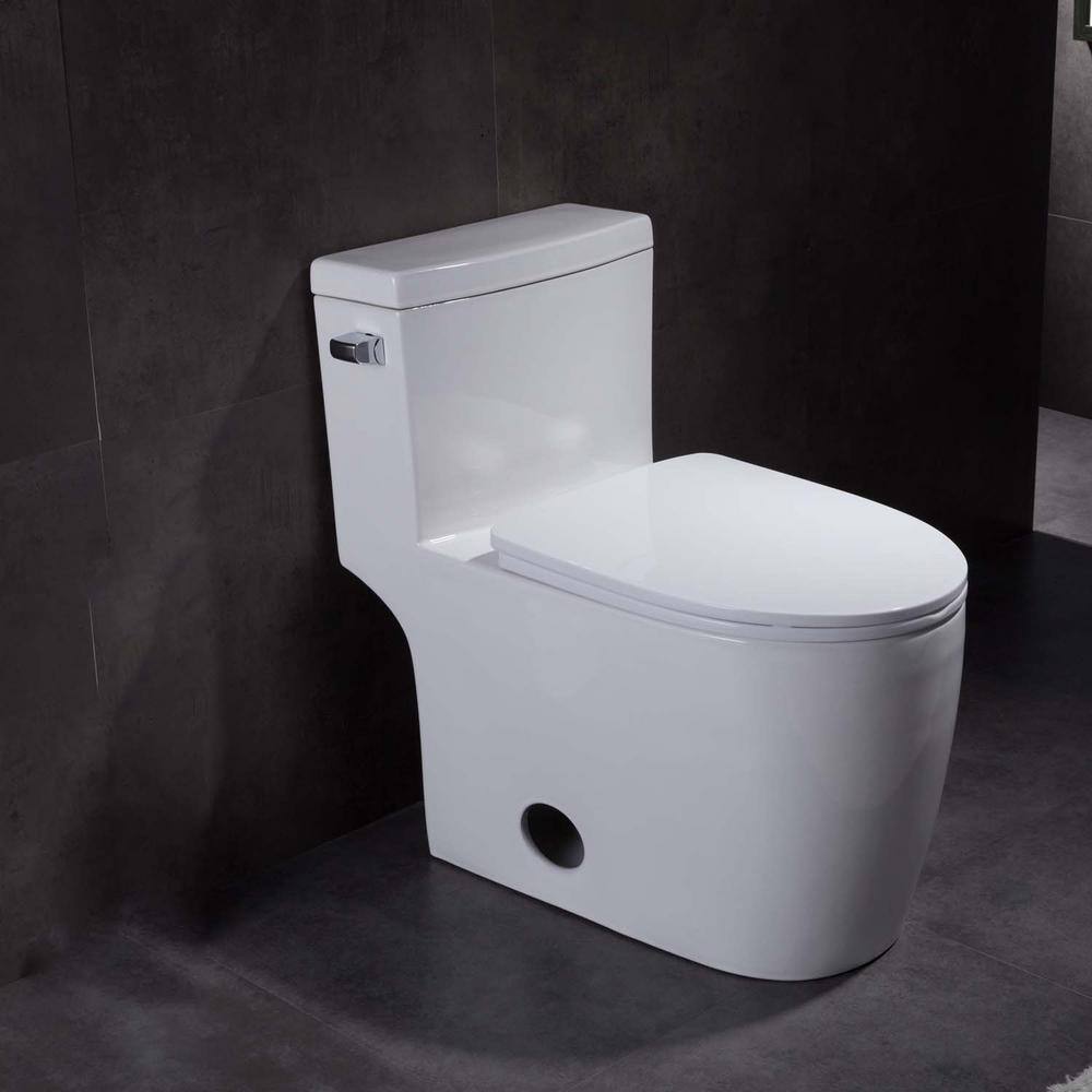 INSTER 1-Piece 1.28 GPF Water Efficient Single Flush Toilet Elongated ...