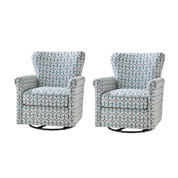 JAYDEN CREATION Georg Geometric Floral Fabric Shakeable Swivel Chair ...