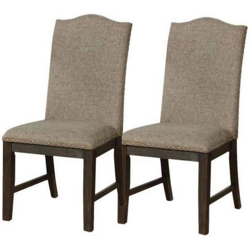 HOME IMPORTS EMPORIUM Espresso Brown/Textured Gray Fabric Upholstered ...