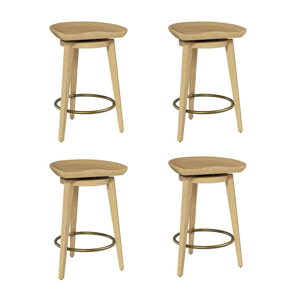 JAYDEN CREATION Kasimir Mid-Century Swivel Stool Set of 4 with Solid ...