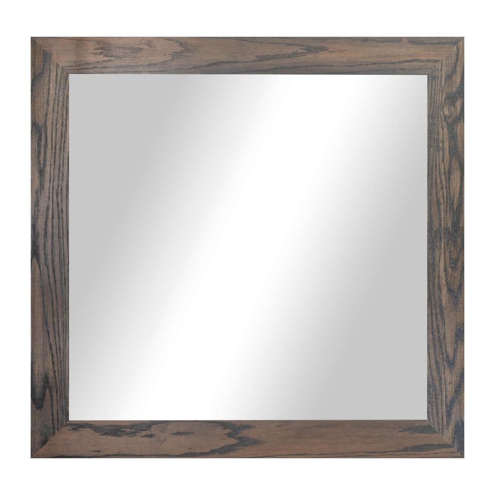 Rayne Mirrors 3 in Carbon Grey Frame (28 in. W x 33 in. H) Oak Hardwood ...