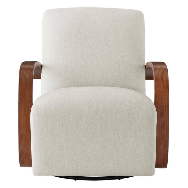 Spruce & Spring Ella Linen Fabric Swivel Accent Chair with U-shaped ...