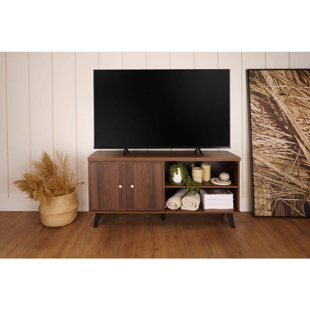 Bertolini Oasis 53.5 in. Walnut TV Stand Fits TV's up to 65 in. with ...