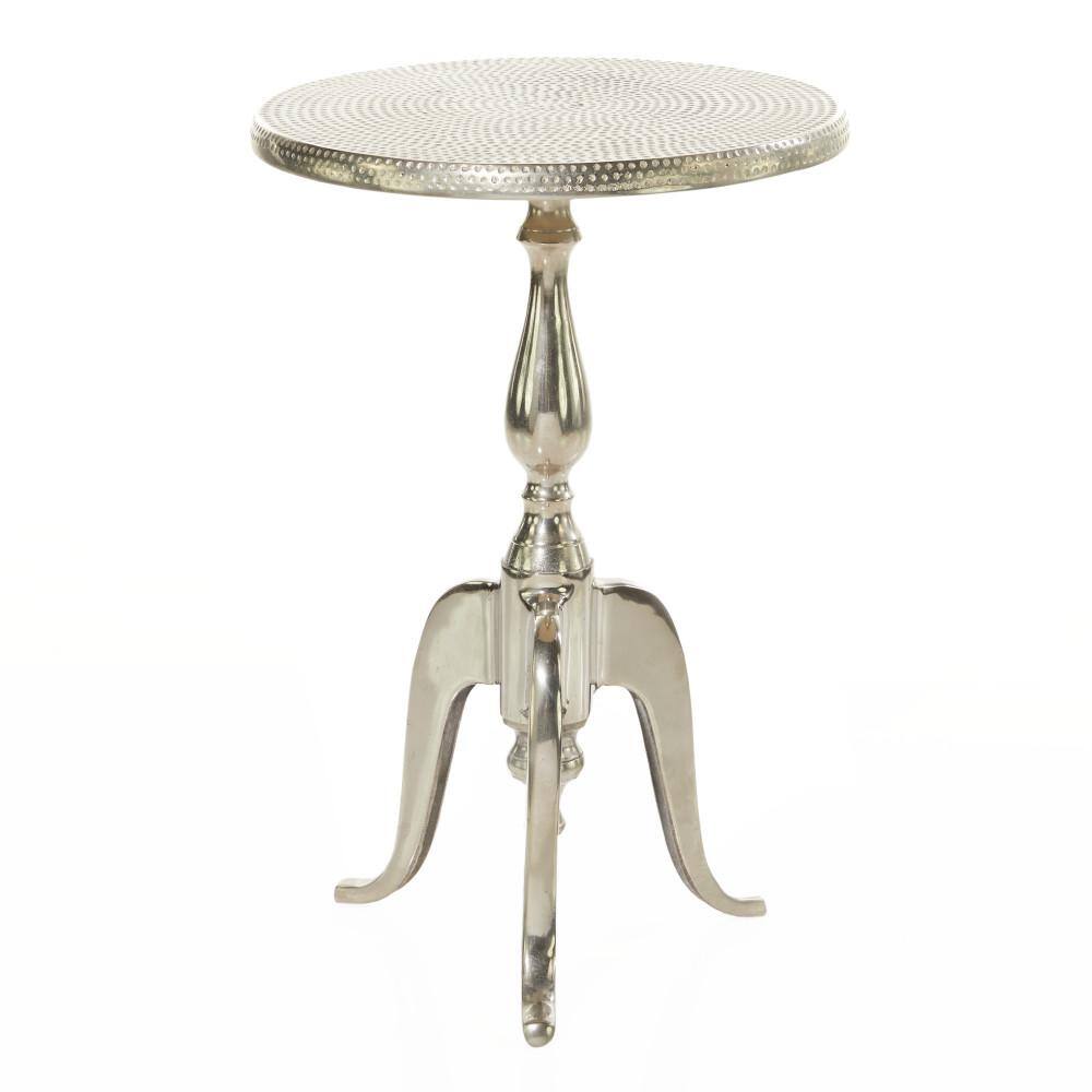 Litton Lane 15 in. Silver Small Large Round Aluminum End Accent Table ...