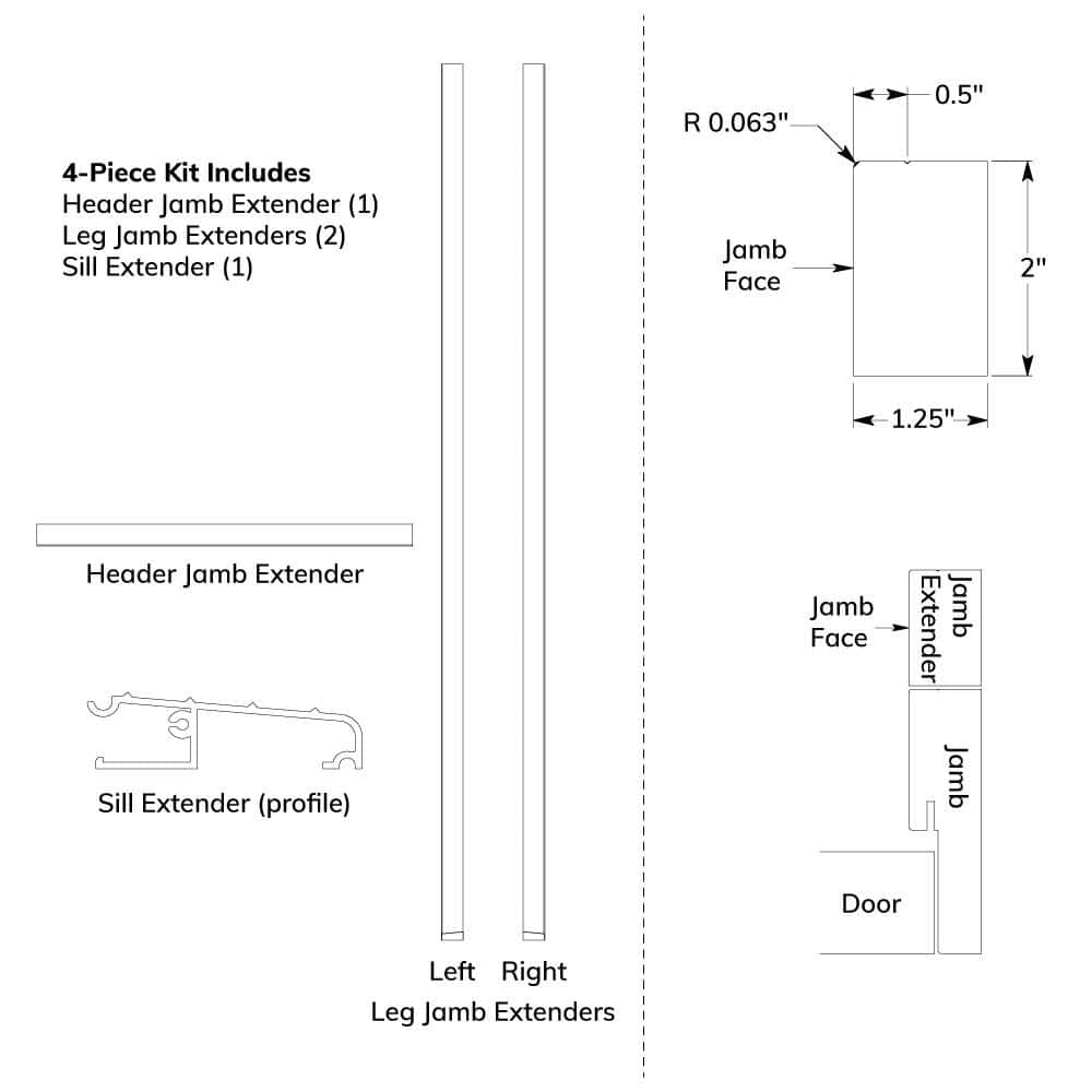 Feather River Doors 6-9/16 in. Unfinished White PVC Jamb Extender Kit ...