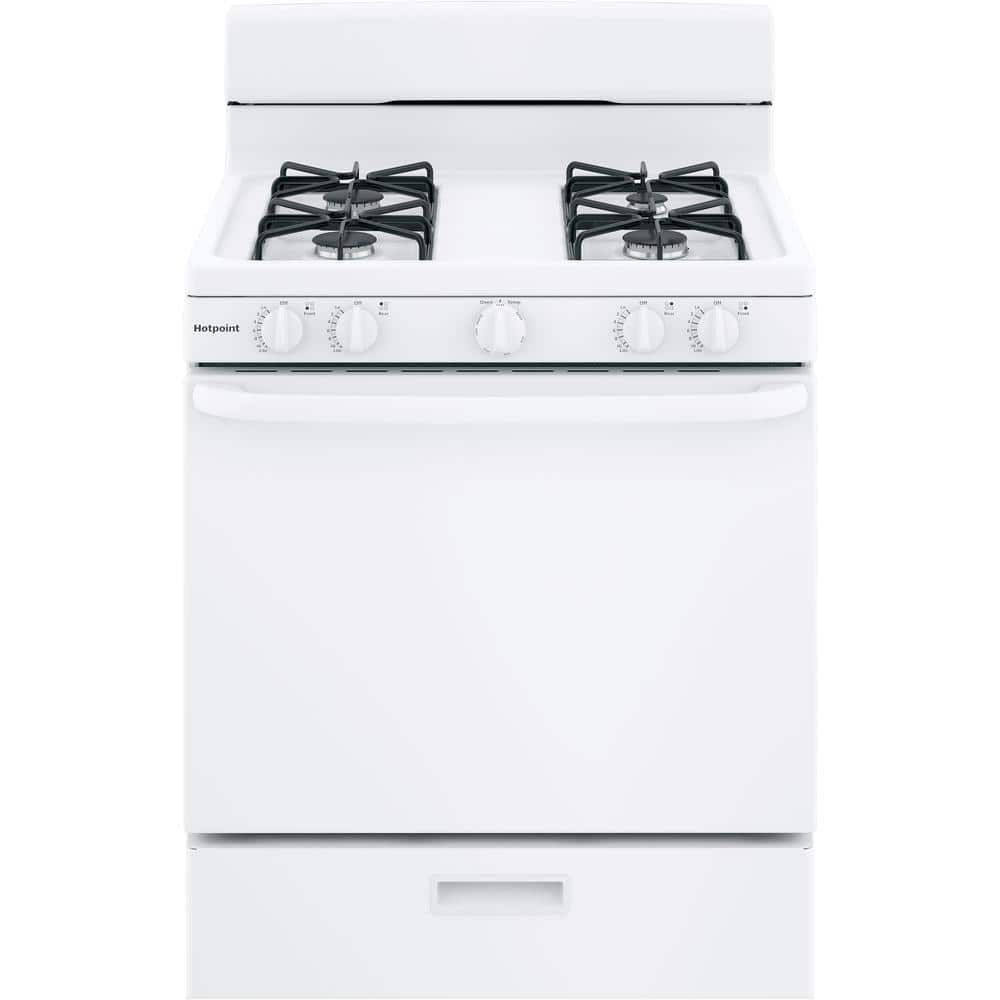 GE Hotpoint 30 in. 4-Burner 4.8 cu. ft. Freestanding Gas Range in White ...