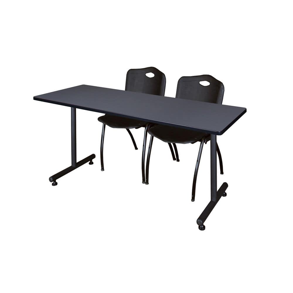 Regency Kobe 66 in x 24 in. Grey T-Base Training Seminar Table Desk, 2 ...