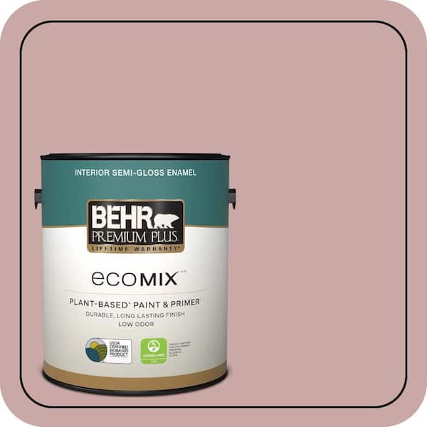 BEHR PREMIUM PLUS 1 gal. #140E-3 Rose Bisque Semi-Gloss Enamel EcoMix ...