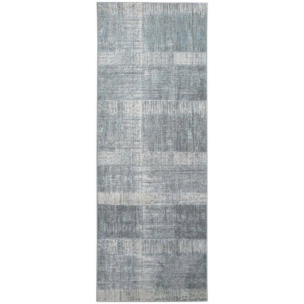 HomeRoots 2 ft. x 8 ft. Blue and Gray Abstract Area Rug 2000513052 ...