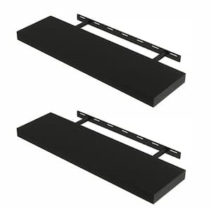 24 in. W x 6.7 in. D Black Floating Shelves Decorative Wall Shelf, (Set ...