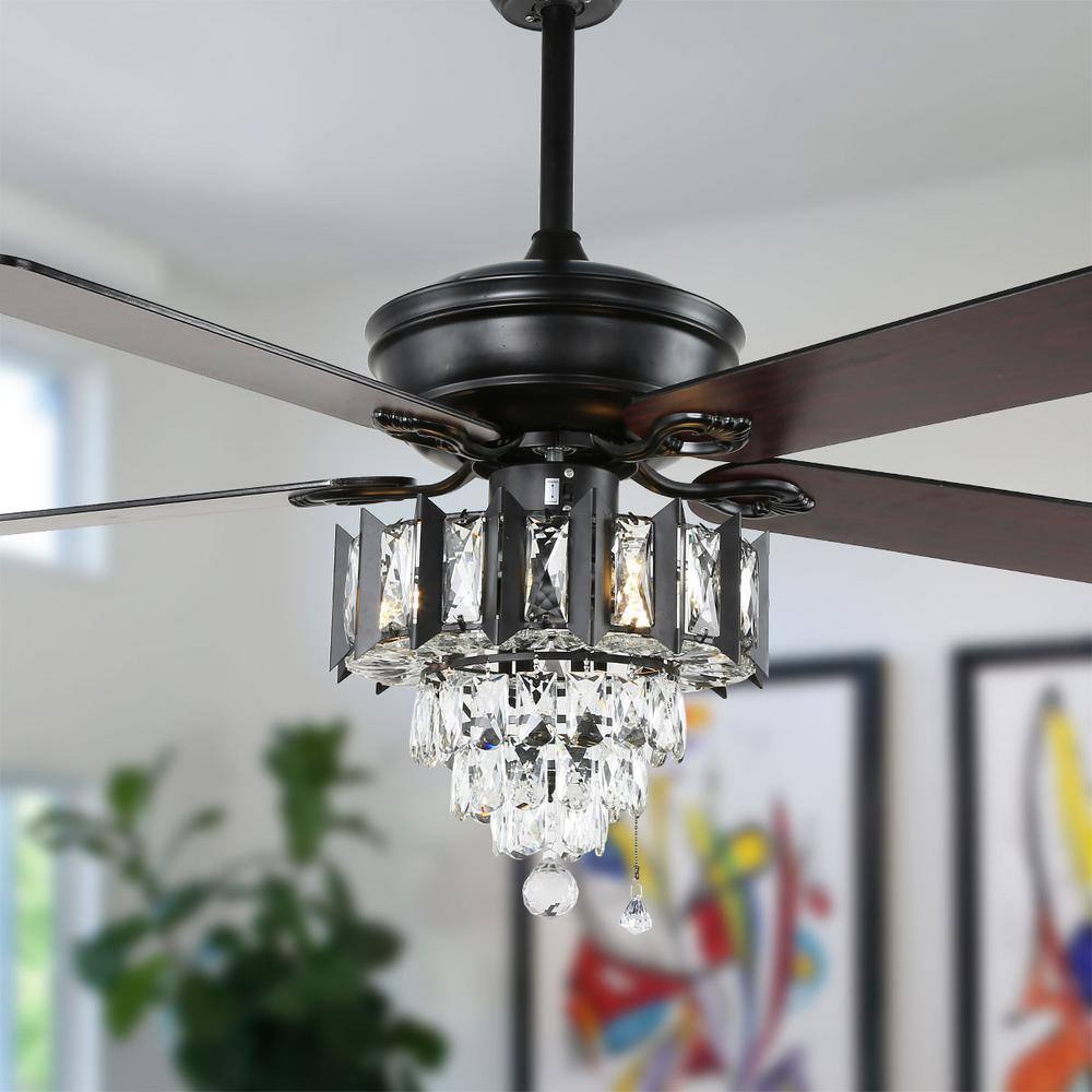 Oaks Aura Cisliano 52 in. Indoor Black 5 Reversible Blades Ceiling Fan ...