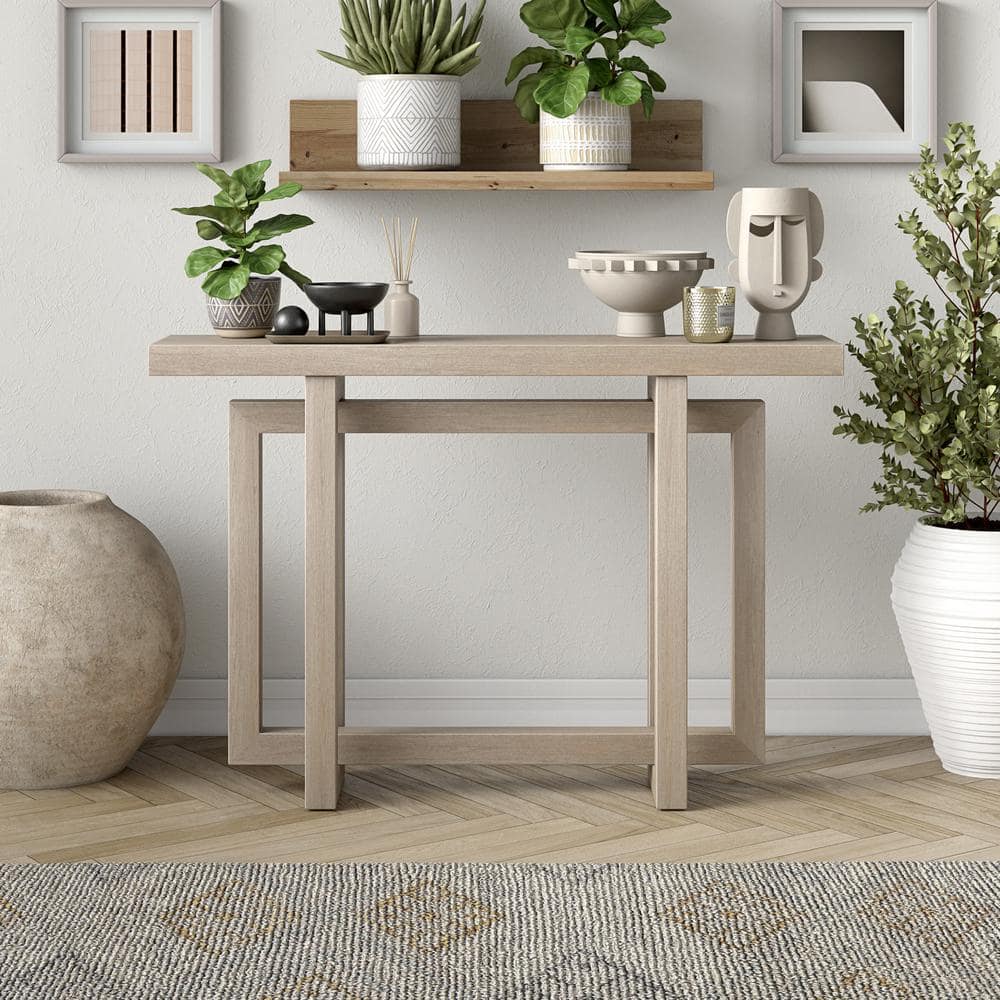 Meyer&Cross Breslow 44 in. Alder White Rectangle MDF Top Console Table ...